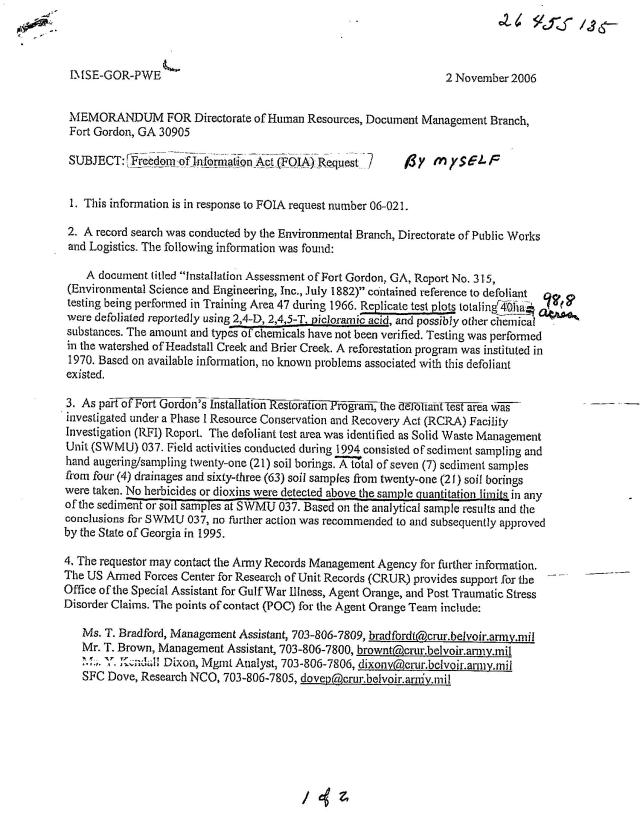 My proof that Agent Orange was used and stored at Fort Gordon up into the mid 1980s | VA THE ...